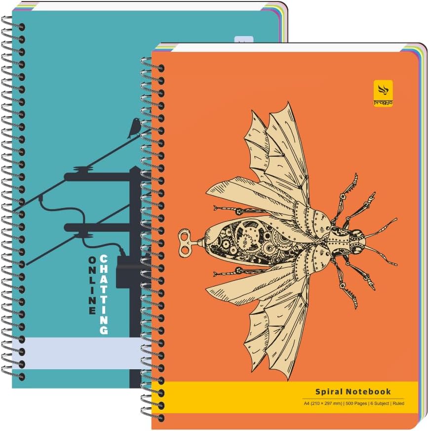 PRAGYA Spiral Multi Subject Notebook | 500 Colour Coded Single Ruled ...