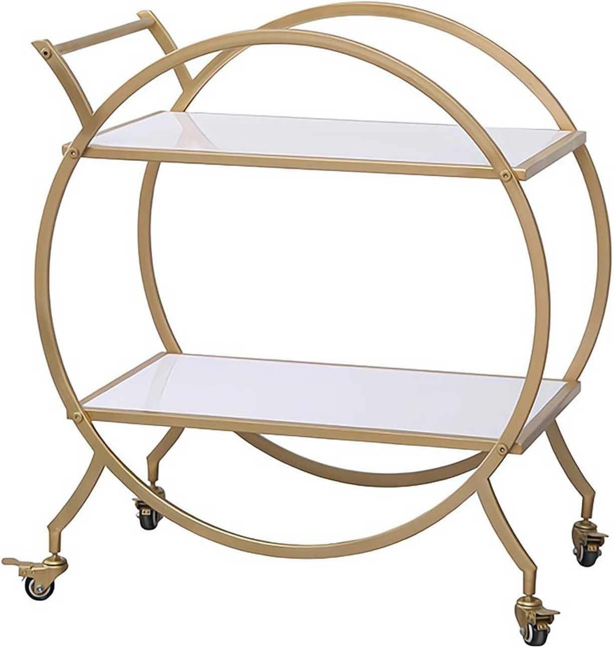 Rayonnage Mobile Chariot de Bar rotonde doré Moderne, Mini Bar Mobile ...