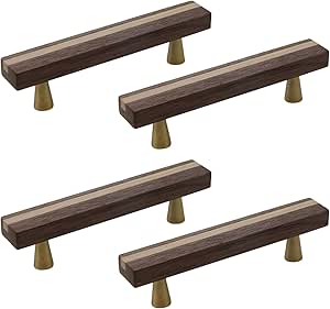 MY MIRONEY 4PCS Black Walnut Drawer Pulls Rectangle Kitchen Cabinet ...