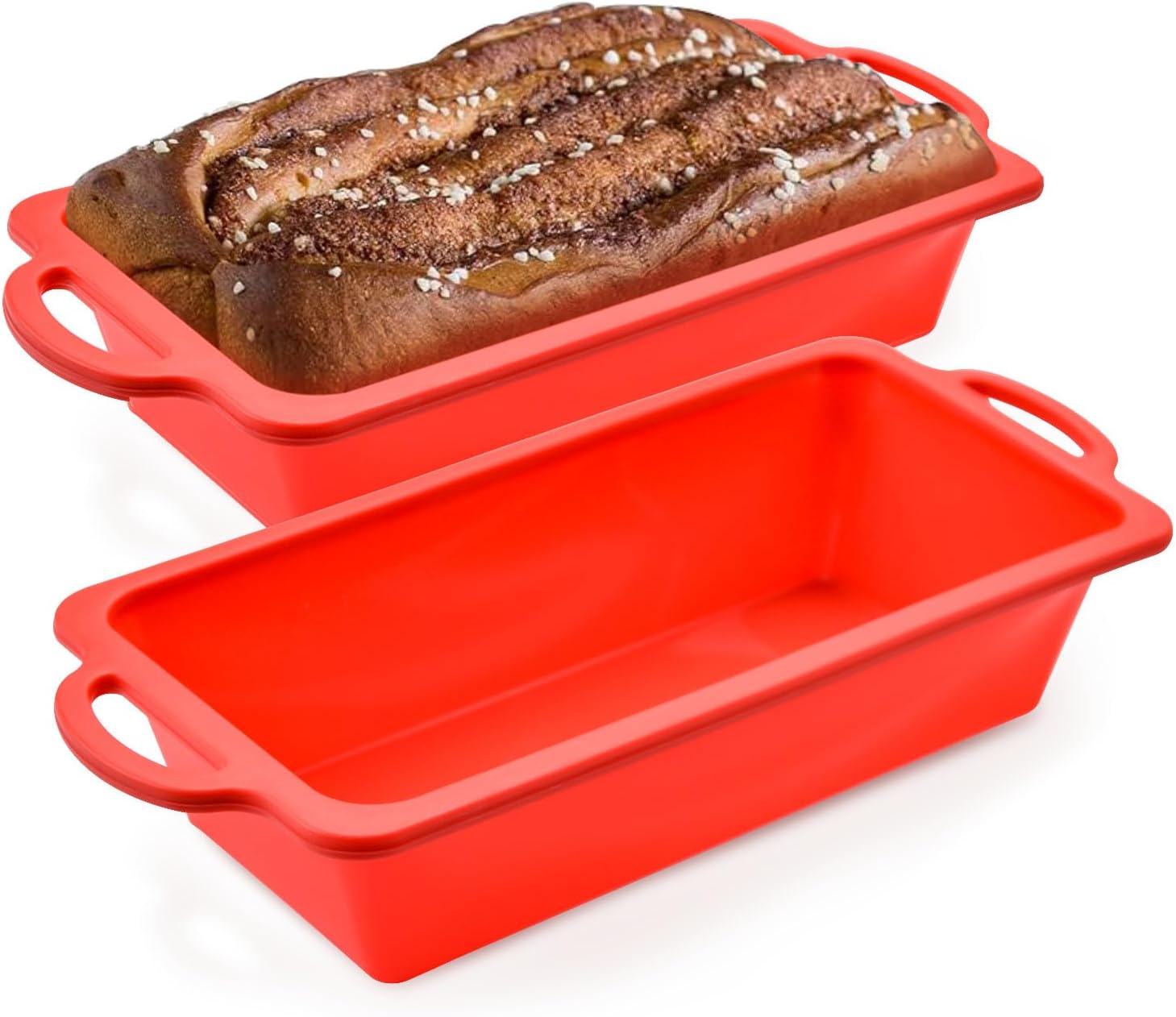 Amazon.com: Vinino 2Pack 10x5x2.4 in Silicone Bread Loaf Pan with Metal ...
