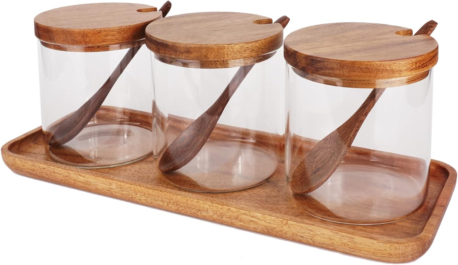 Amazon.com: Rcwmtgtr 3 PCS Clear Glass Condiment Canisters Pots Set ...
