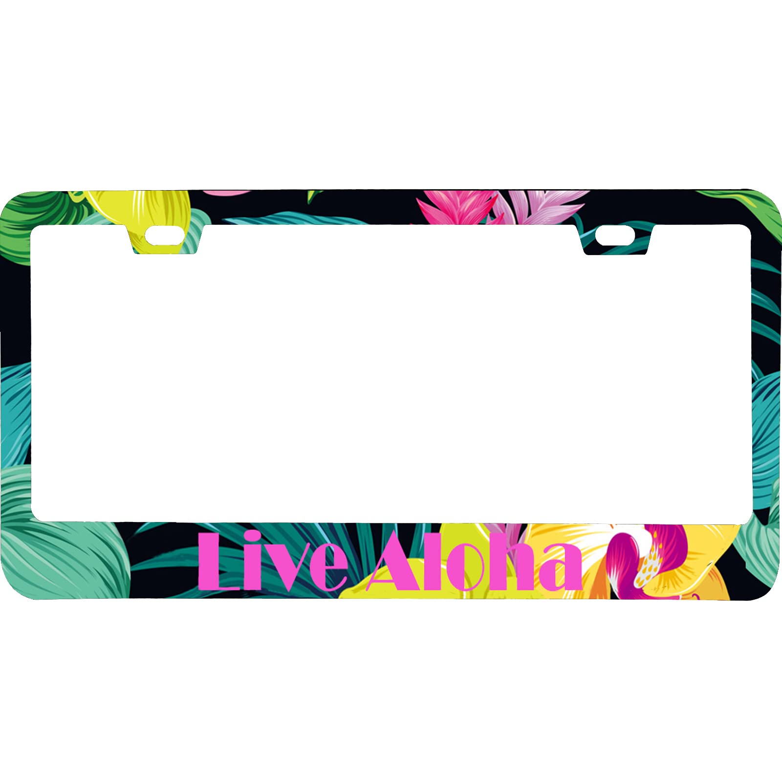 Amazon.com: XHuiZio Hibiscus Flower Live Aloha License Plate Frame for ...