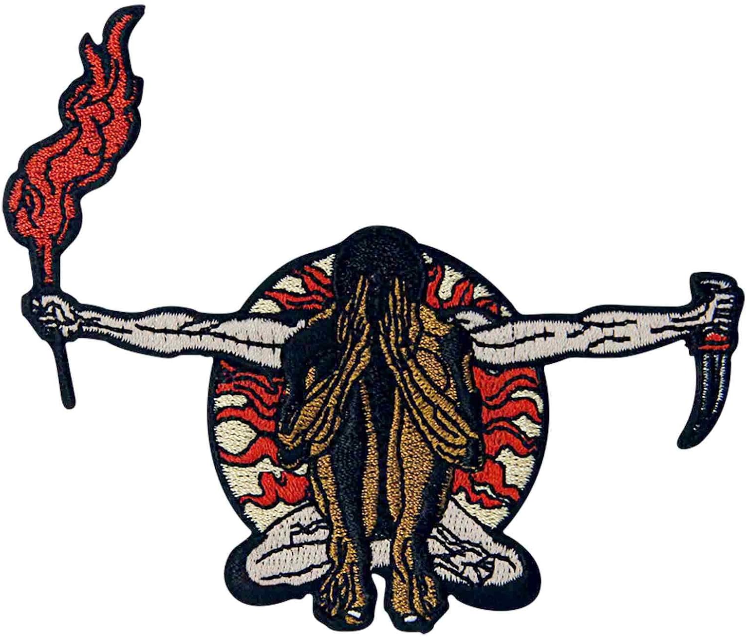 Amazon.com: ZEGINs Holding Torch and Dagger Patch Embroidered Applique ...