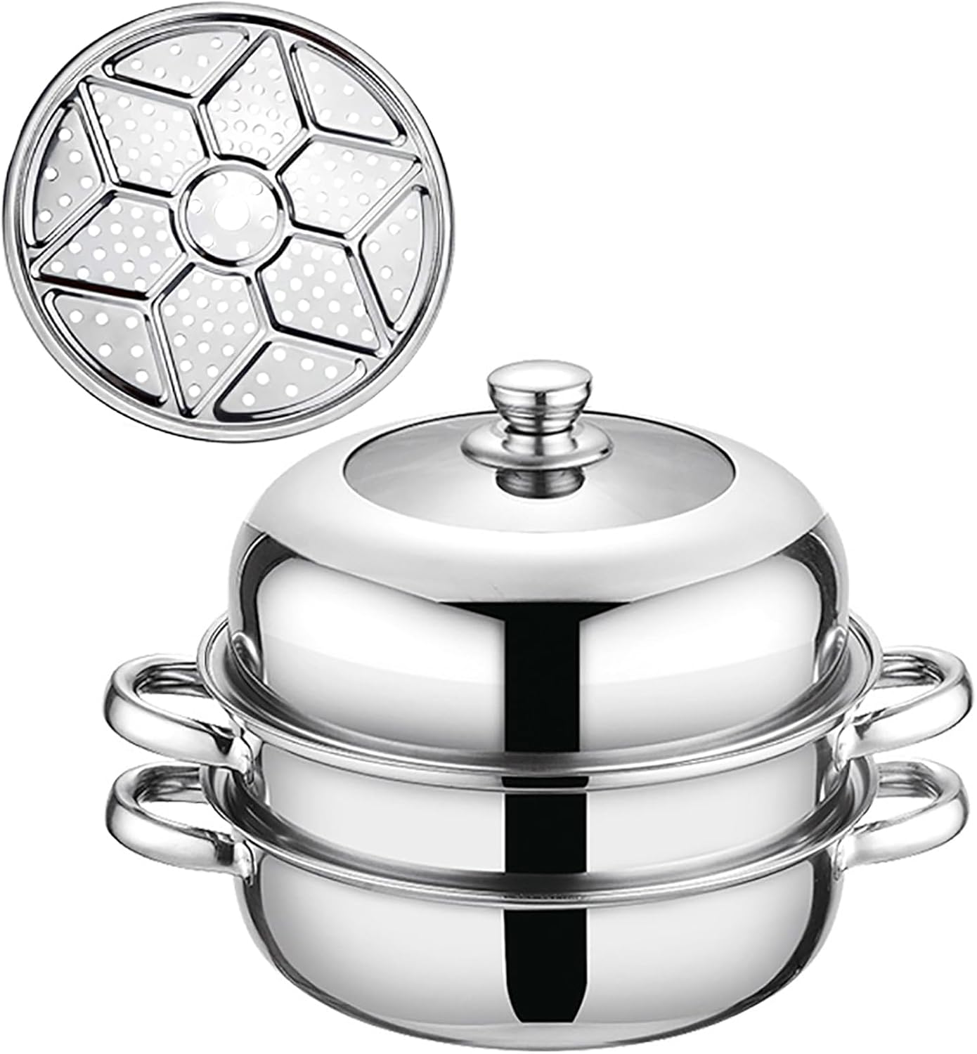 Amazon.com: Steamer Pot for Cooking,18/8 Stainless Steel Steamer Pot,11 ...