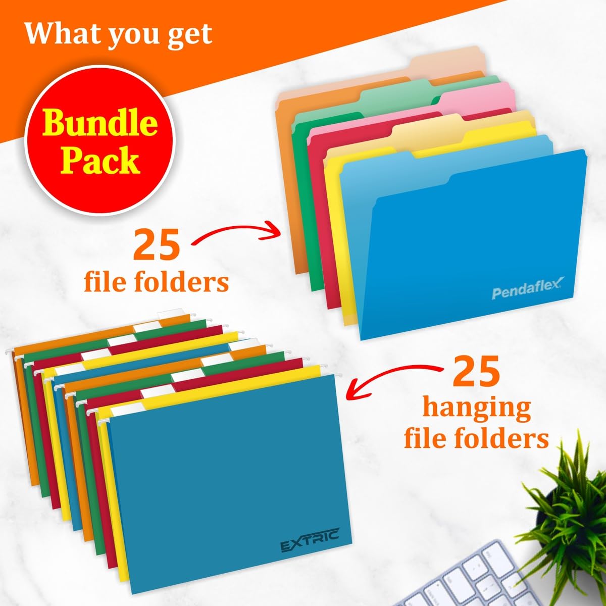 Snapklik.com : Hanging File Folders Letter Size, Bundle Pack 25 Colored ...