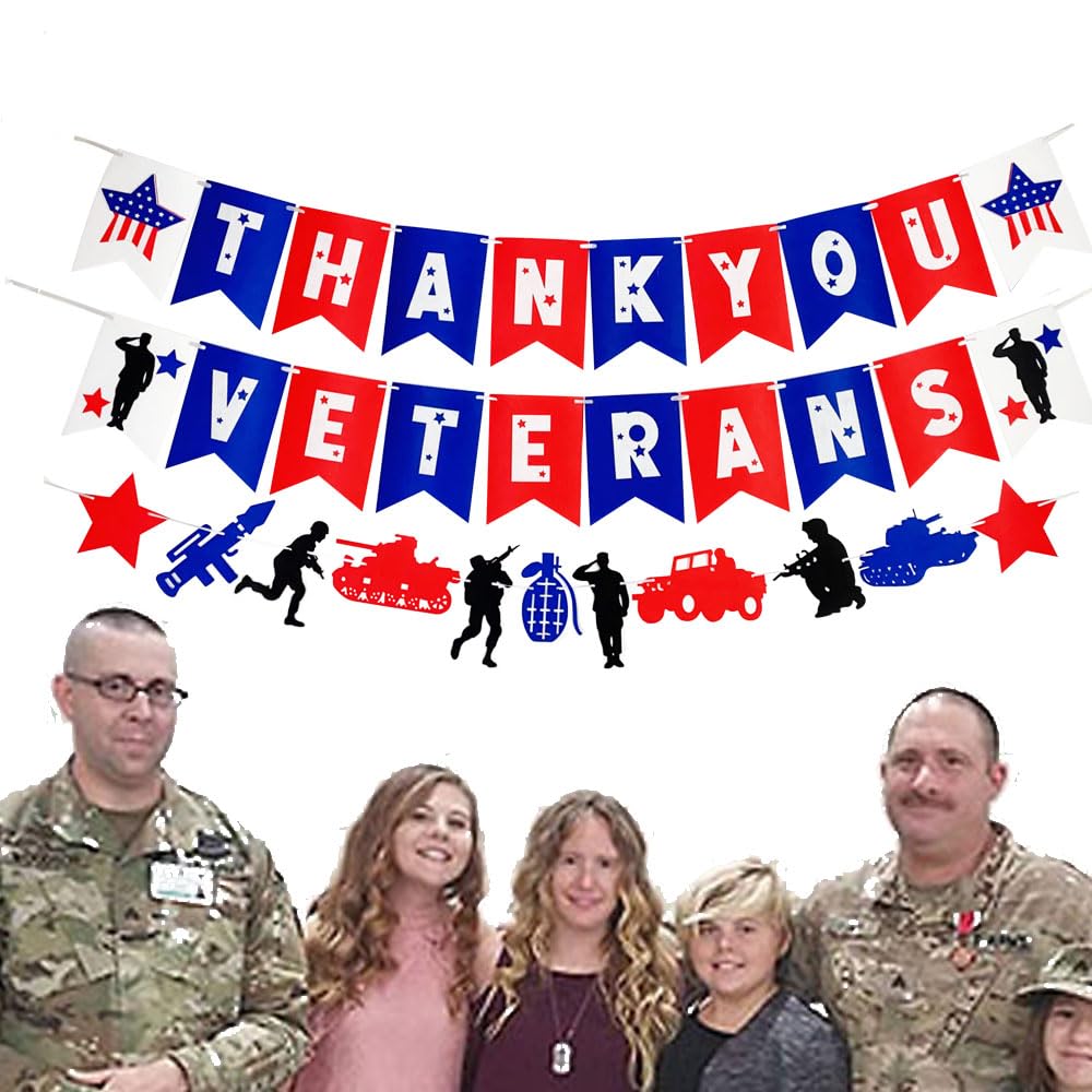 Amazon.com: Veterans Day Party Decorations,Thank You Veterans Banner ...
