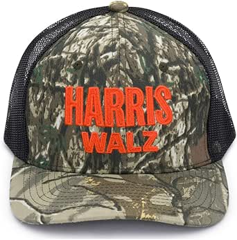 Harris Walz Value Trucker Hat, Embroidered Logo, Camo Pattern, Snap ...