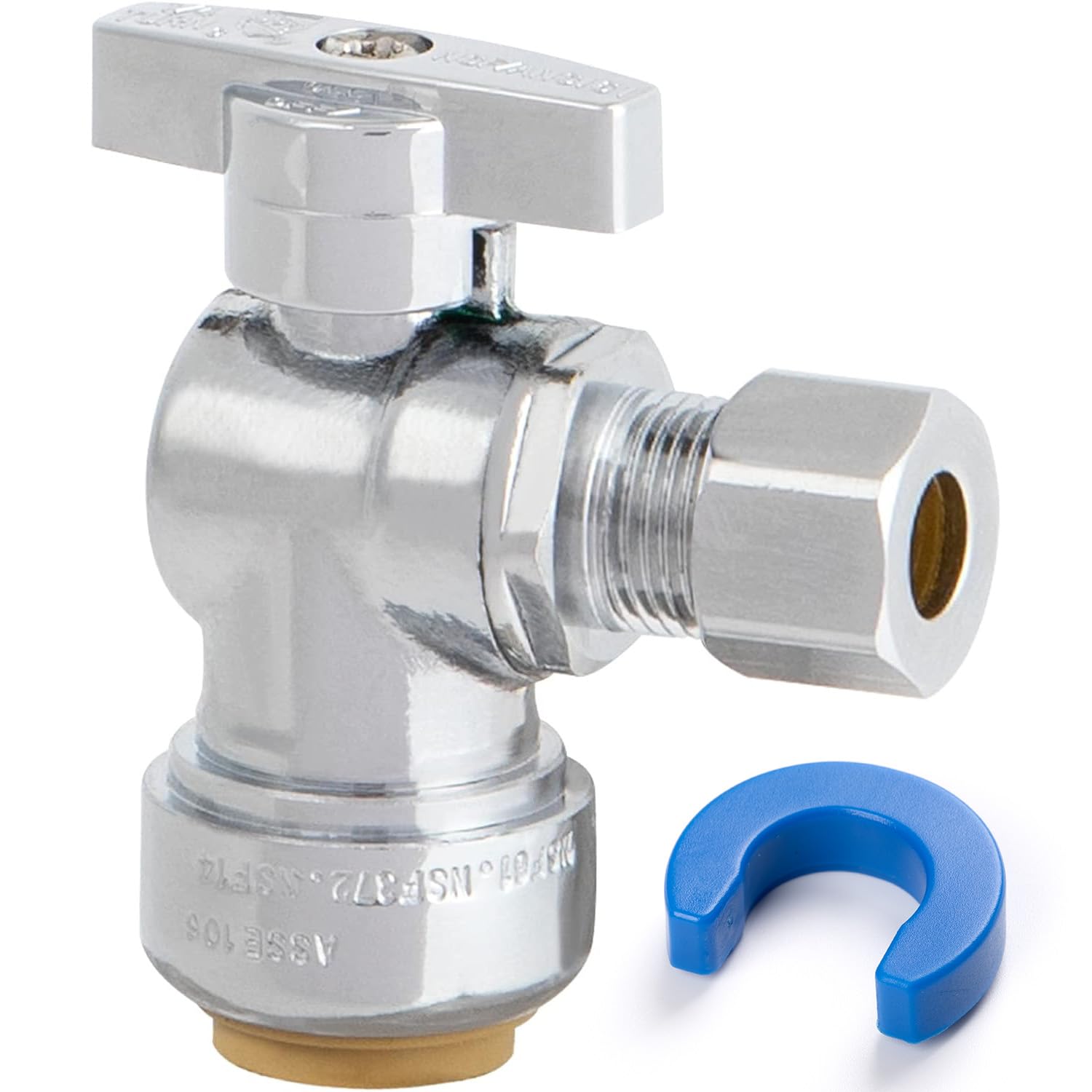 JUWO 1/2" x 3/8" OD Compression Angle Stop Valve, Sink Shut Off Valve ...