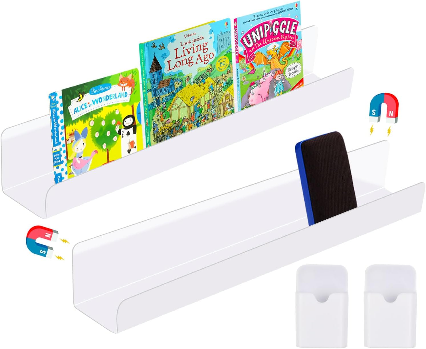 Amazon.com: 2 Sets Magnetic Book Shelf for Whiteboard,Acrylic Magnetic ...