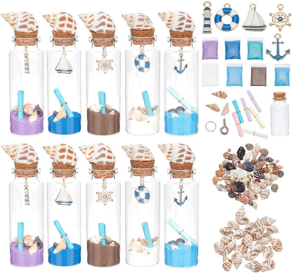 WEBEEDY 10 Sets DIY Glass Bottle Ocean Nautical Sea Message Bottle ...