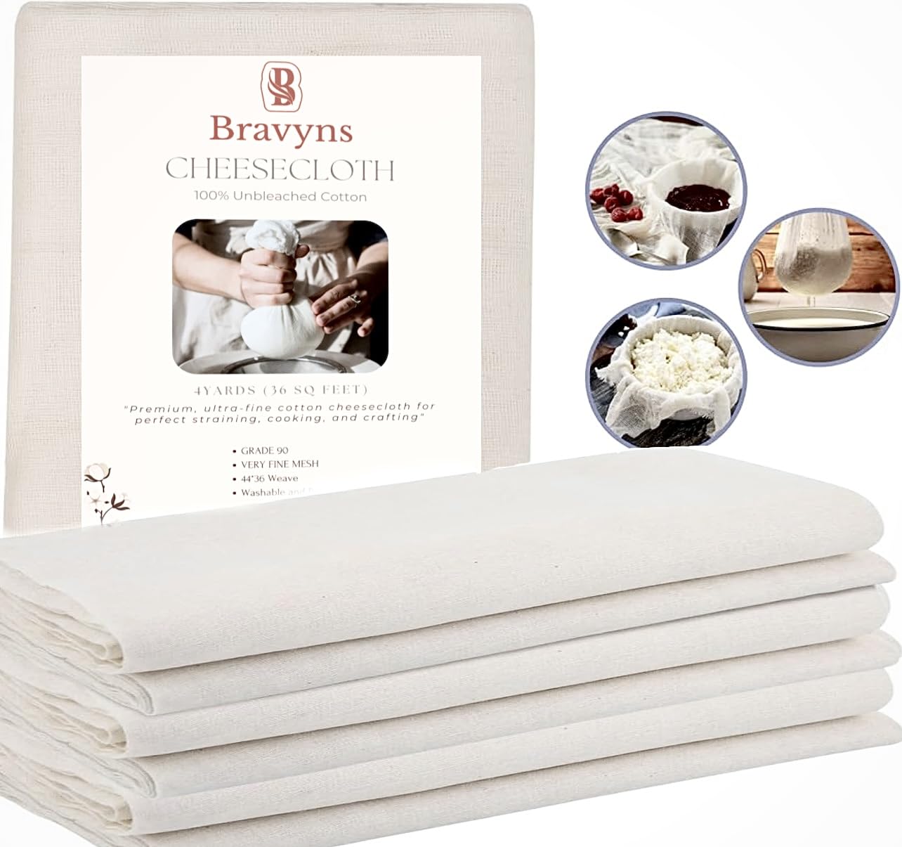 Amazon.com: 100% Pure Cotton Cheesecloth, Lint-Free Ultra Fine Mesh ...