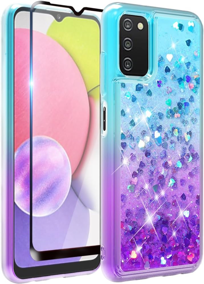 Amazon.com: Guzhthi for Samsung A03S Case: Cute Clear Glitter Flowing ...