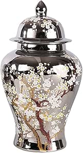 Amazon.com: BIOMICE Ginger Jar Ceramic Silver Ginger Jar with Lid Hand ...