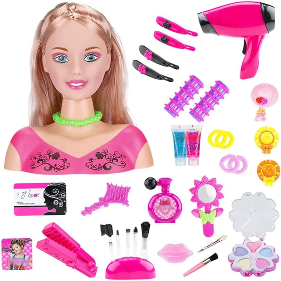 NOPEILVI Doll Head For Girls Hair Styling, Deluxe Hairstyle Hair Makeup ...