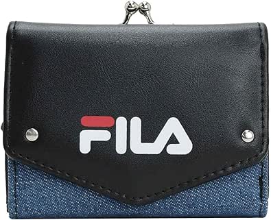 Amazon | FILA(フィラ)財布三つ折りがま口デニムレターメンズレディースFIS-0632ブラック | 財布