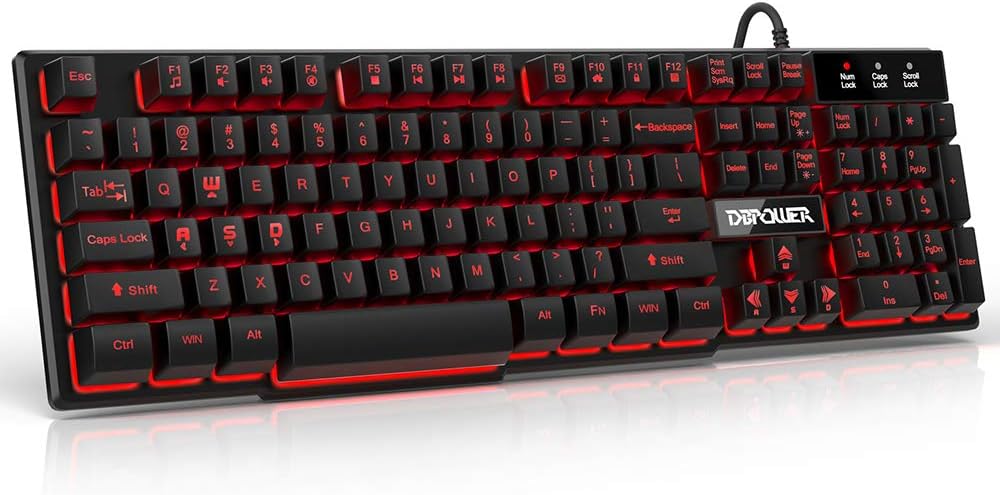 Amazon.com: DBPOWER Gaming Office 2-in-1 Keyboard with 3-Color LED ...