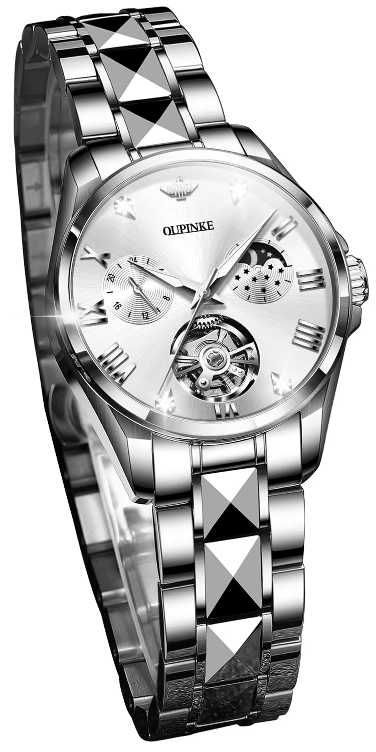 Amazon.com: OUPINKE Women Automatic Watches Luxury Diamond Flywheel Two ...