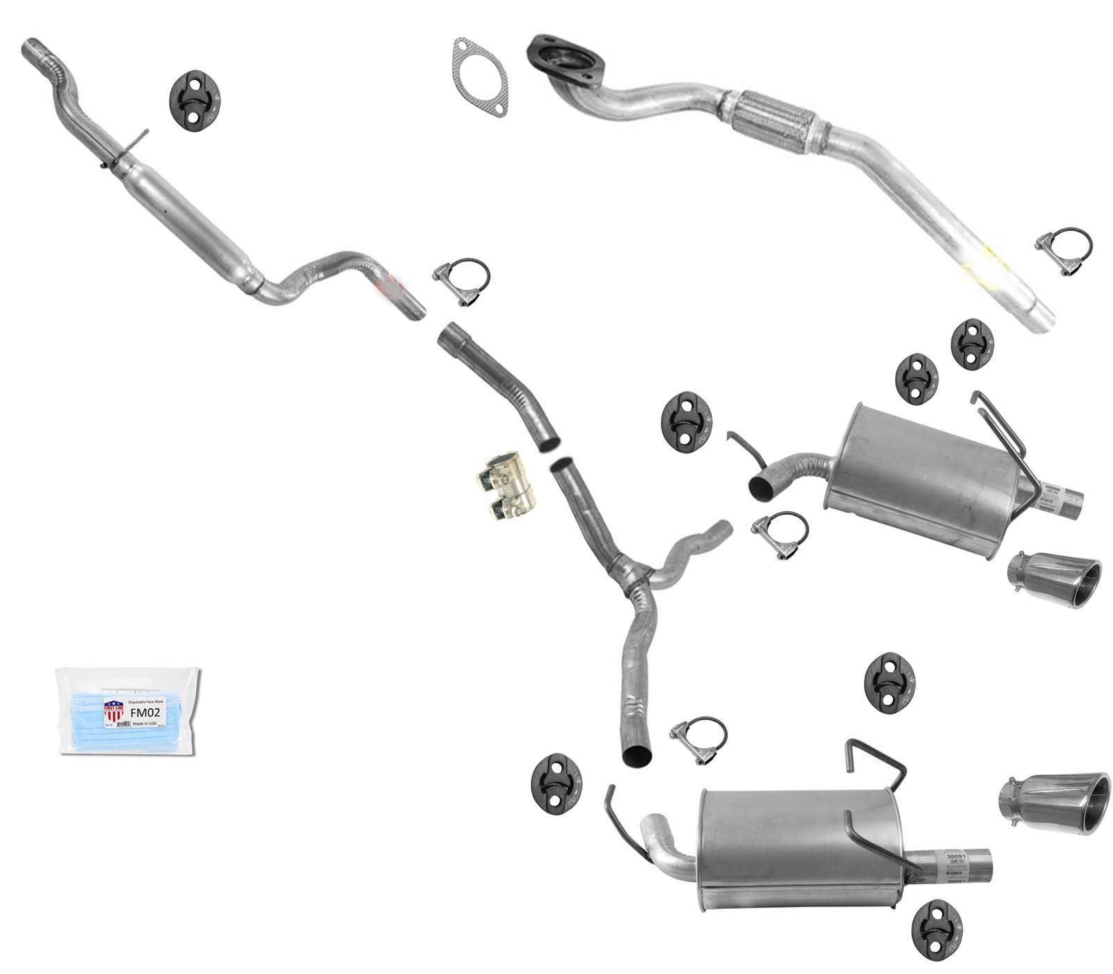Amazon.com: Flex Pipe Ext Pipe Exhaust System Dual Mufflers Replacement ...