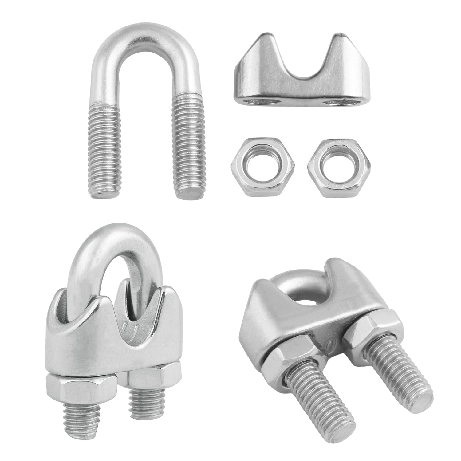 Snapklik.com : 12 PCS 1/2 Wire Rope Cable Clip Clamp, M12 304 Stainless ...