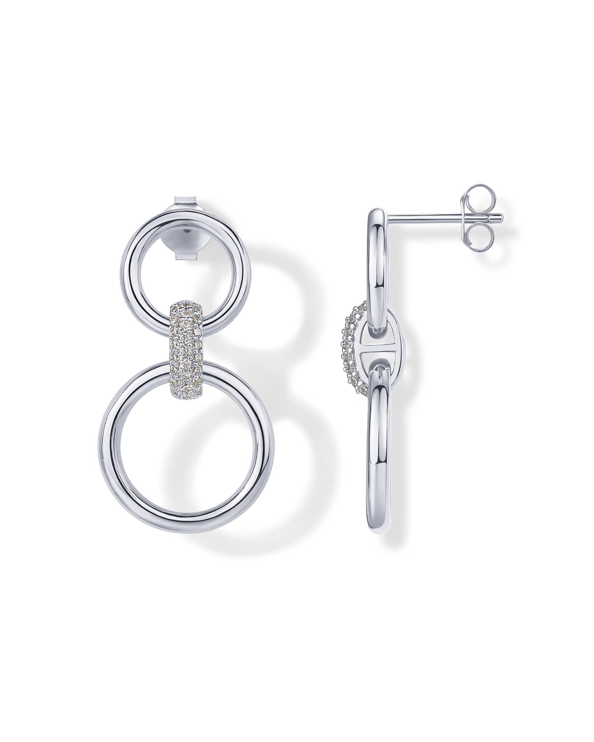 Amazon.com: PAVOI Rhodium Plated Convertible Chunky Stud Earrings for Women - Cubic Zirconia ...