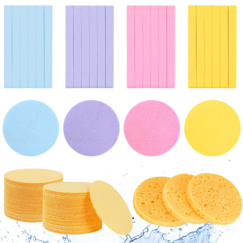 AUAUY Compressed Facial Sponges, 108-Count Cellulose Facial Sponges for ...