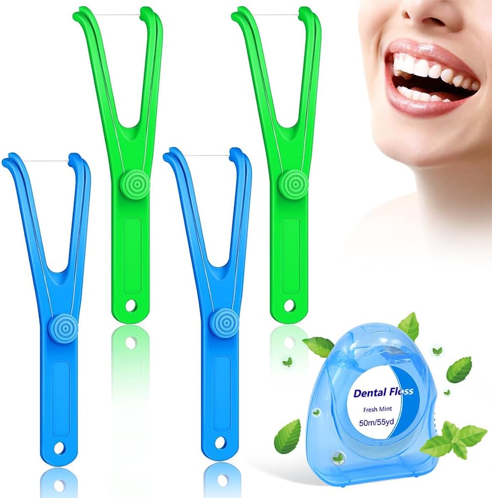 Amazon.com : Dental Floss Bundle 4 Pcs Reusable Dental Floss Holder ...