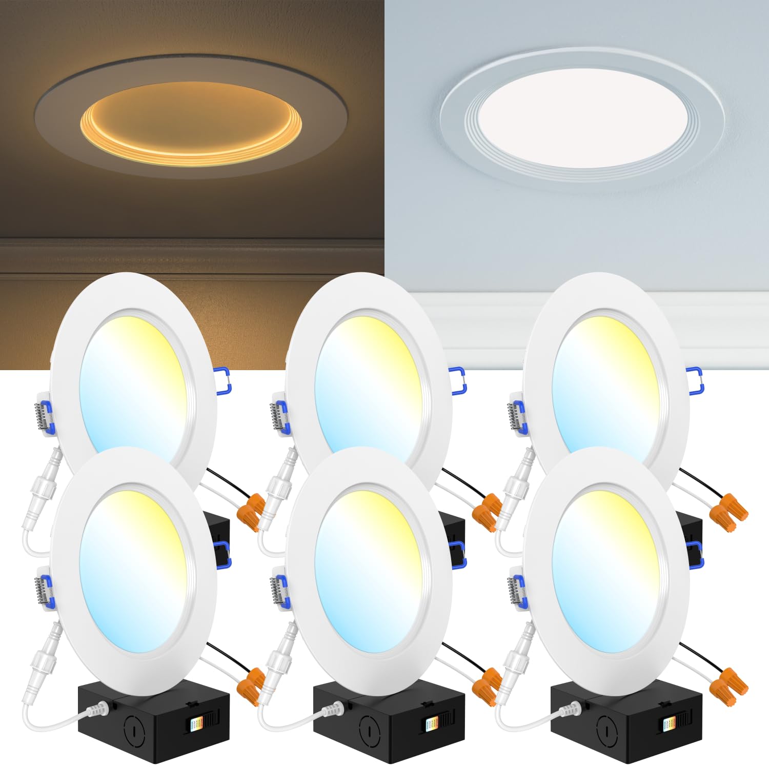 Sunco 6 Pack 6 Inch Ultra Thin LED Recessed Ceiling Lights Slim, Night ...