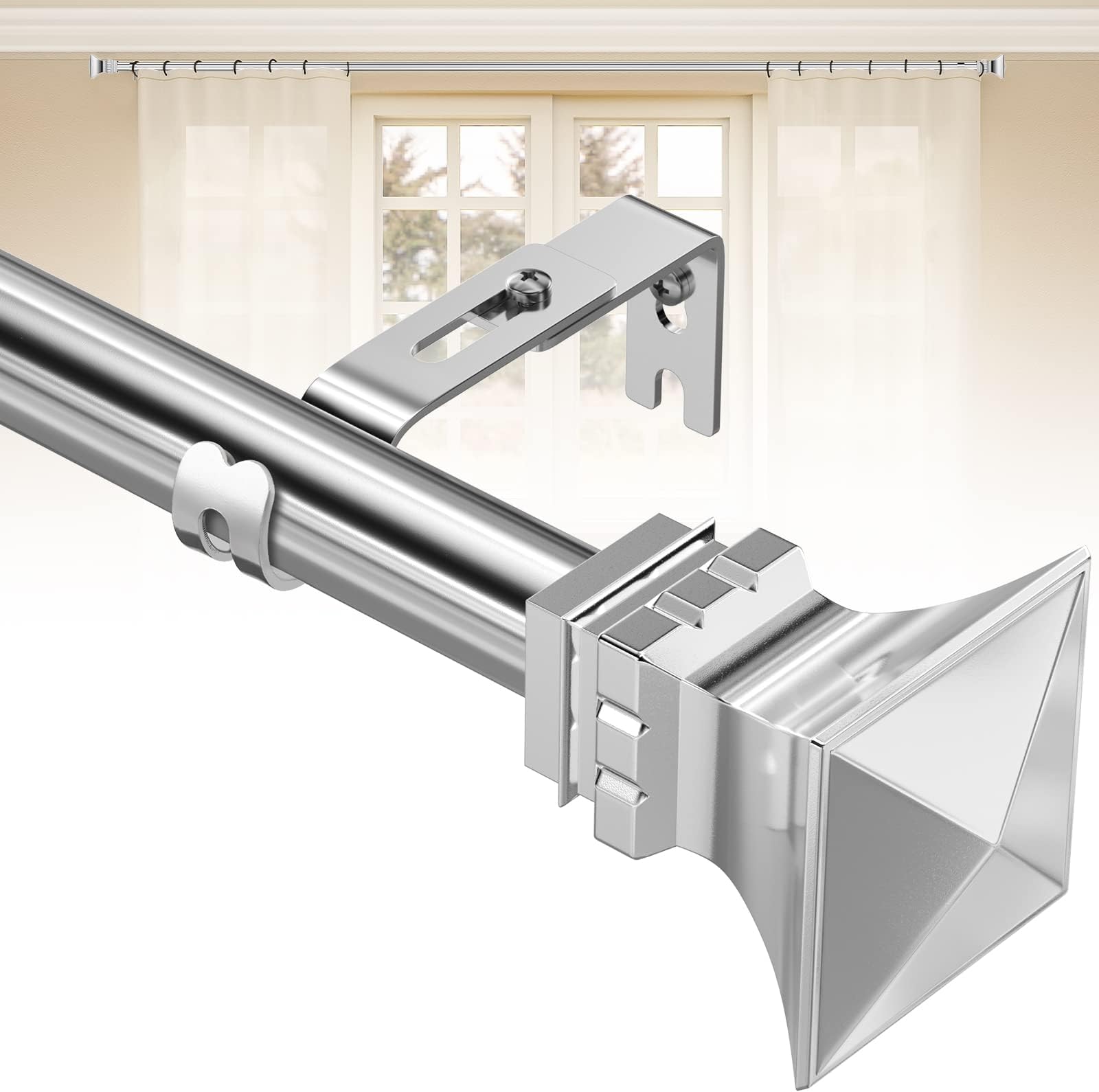 Amazon.com: Silver Curtain Rods for Windows 66 to 120, Heavy Duty ...
