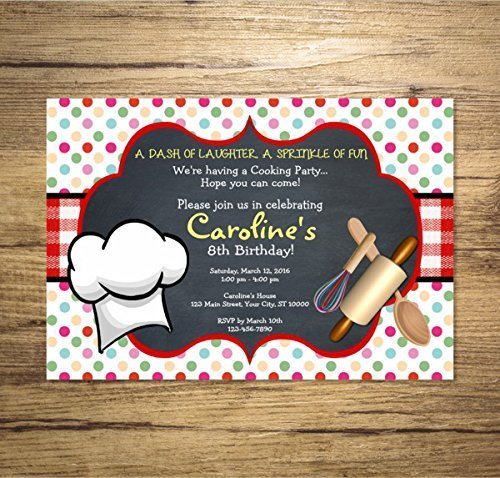 Amazon.com: Cooking Party Invitation, Chef Birthday Party Invitation ...