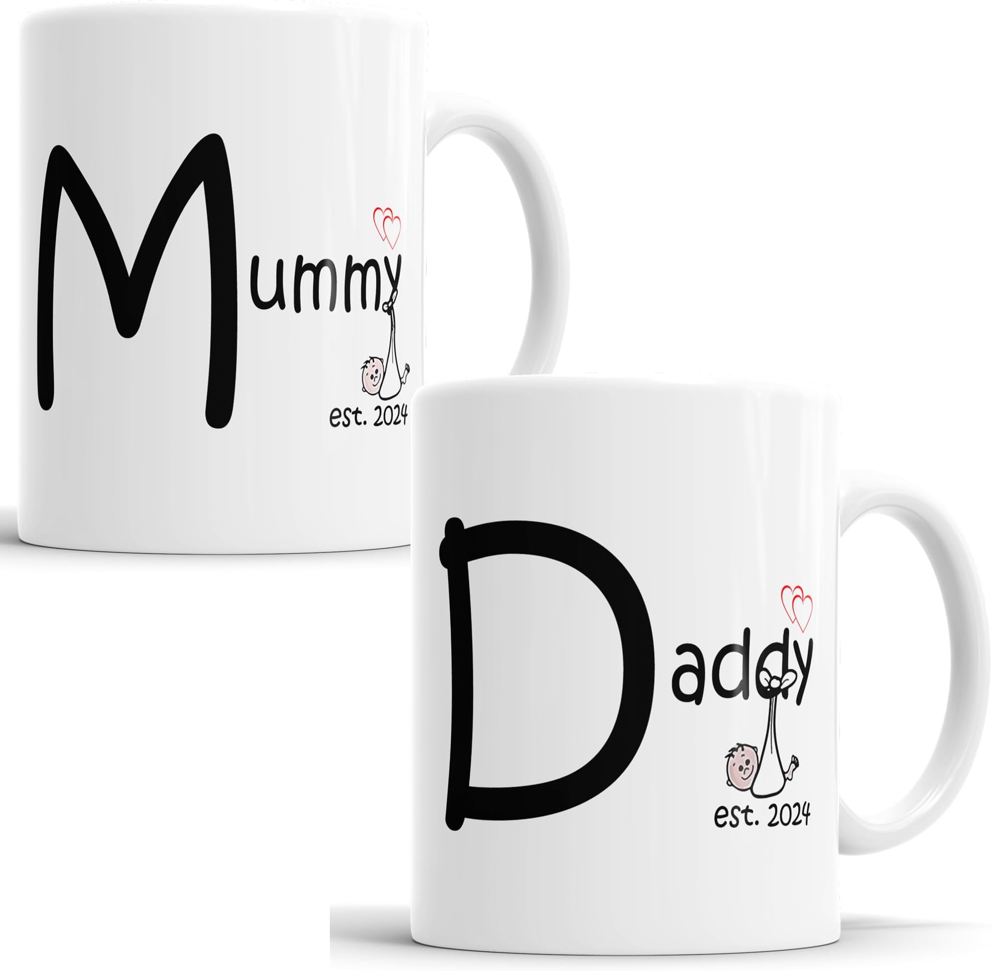 Widdop Bambino Set of 2 Mummy and Daddy Mugs - Stoneware Ceramic Mug ...