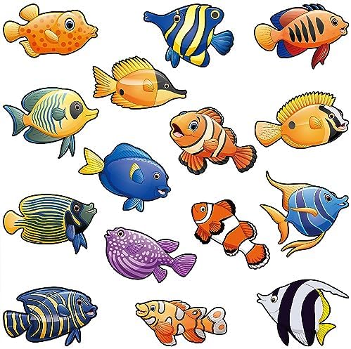 Amazon.com: 45 Pieces Fish Cut-Outs Paper Colorful Classroom ...