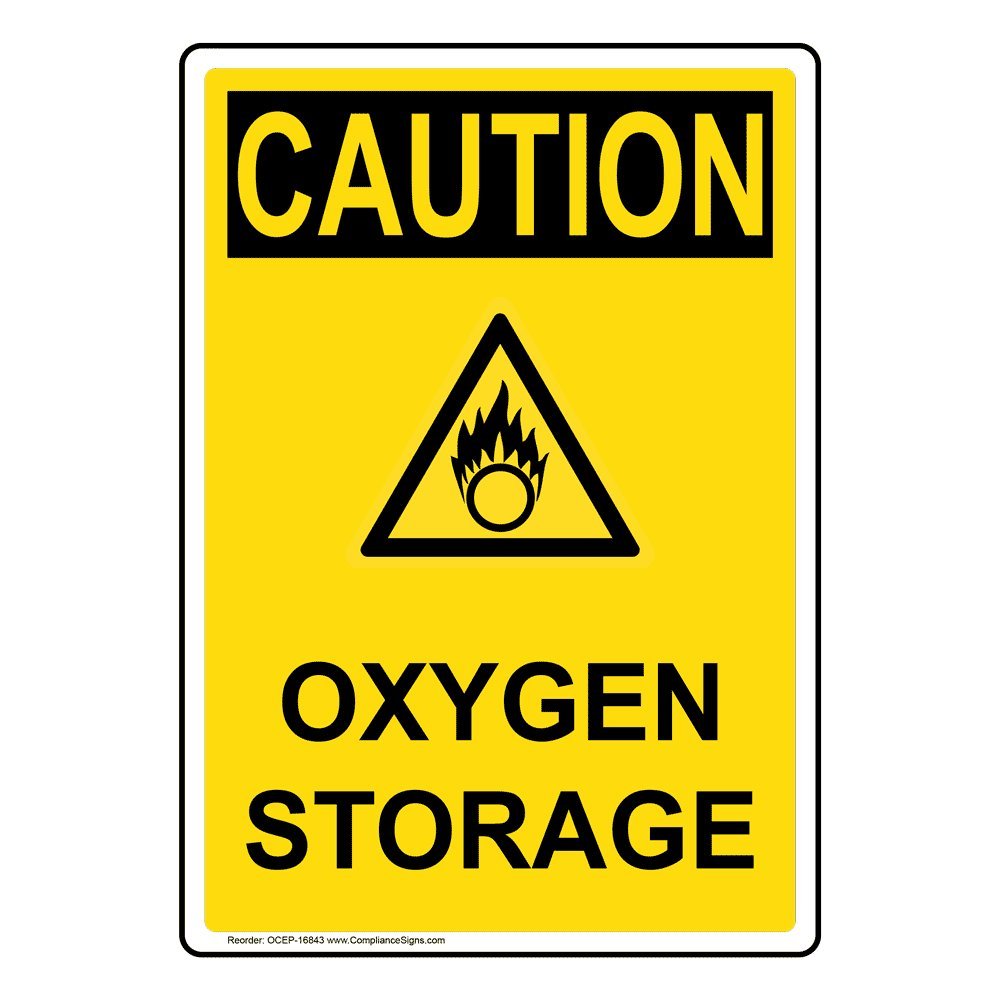Amazon.com: ComplianceSigns.com Vertical Caution Oxygen Storage OSHA ...