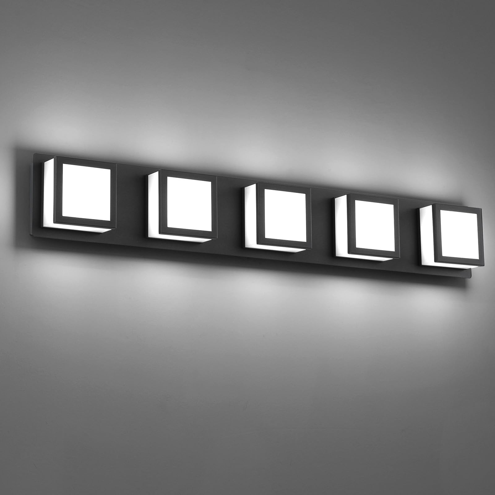 5-Light Bathroom Lighting Fixtures Over Mirror (5CCT, Dimmable), Black ...