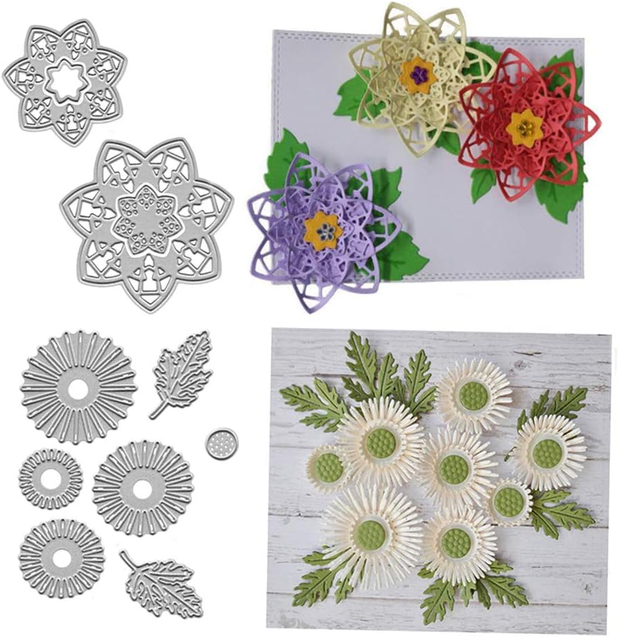 Amazon.com : 6pcs 3D Flowers Cutting Dies, 3D Floral Daisy Flower Die ...