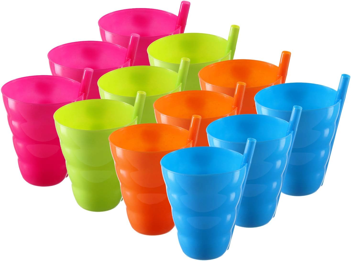 Amazon.com : Klickpick Home Kids Cups with Built In Straw - Set of 8 ...