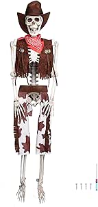 Amazon.com: HeyJiaYu 5.4ft/165cm Halloween Skeleton Cowboy Life Size ...