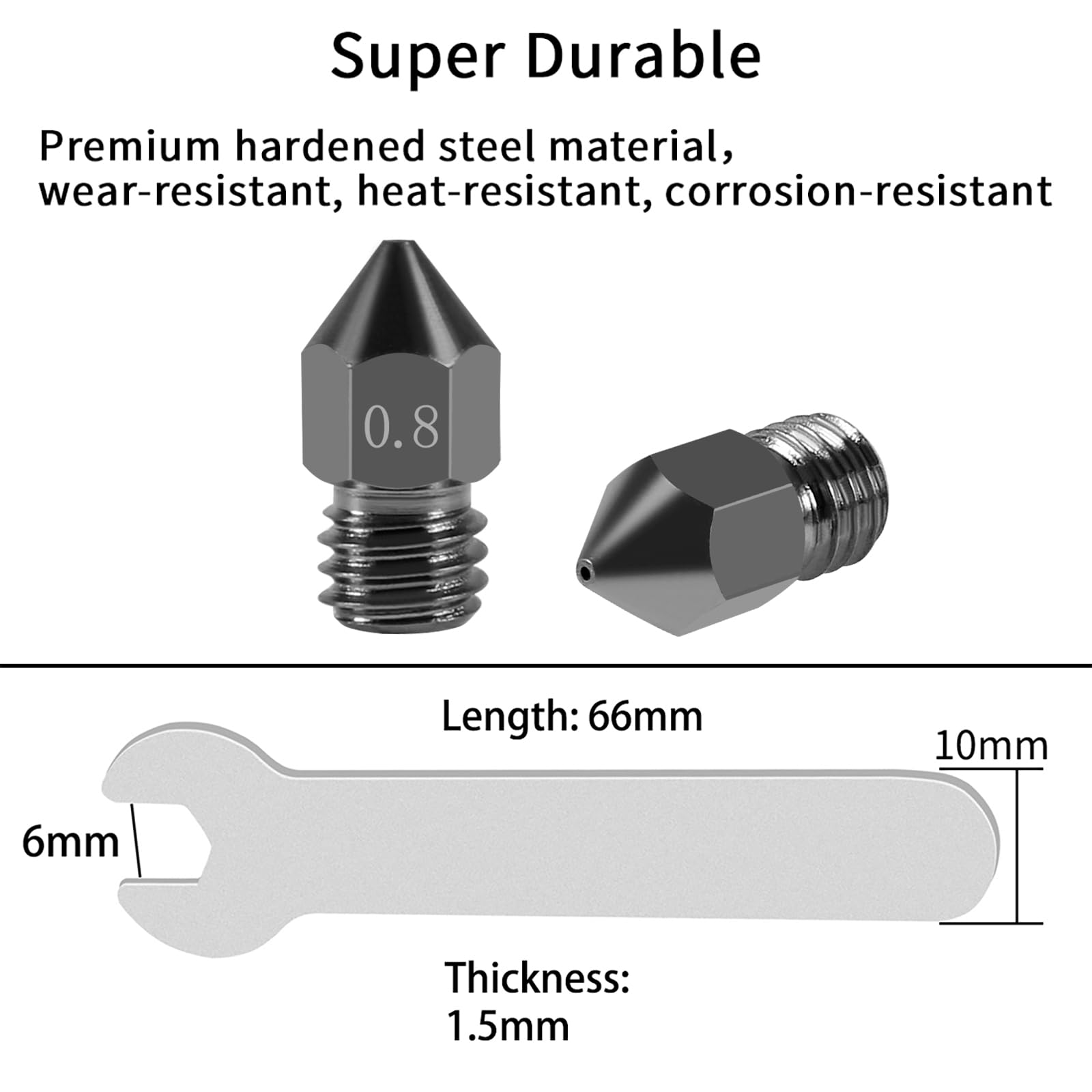 Snapklik.com : Aokin 3 Pcs 0.8mm Hardened Steel Nozzles MK8 Nozzles 3D ...