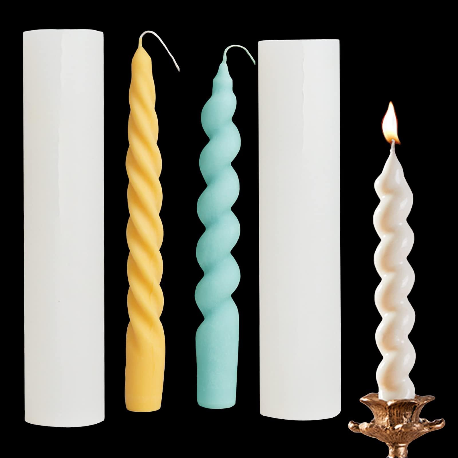Amazon.com: HOMYCOCO Pillar Candle Molds Set with Wick Pin and Wicks ...