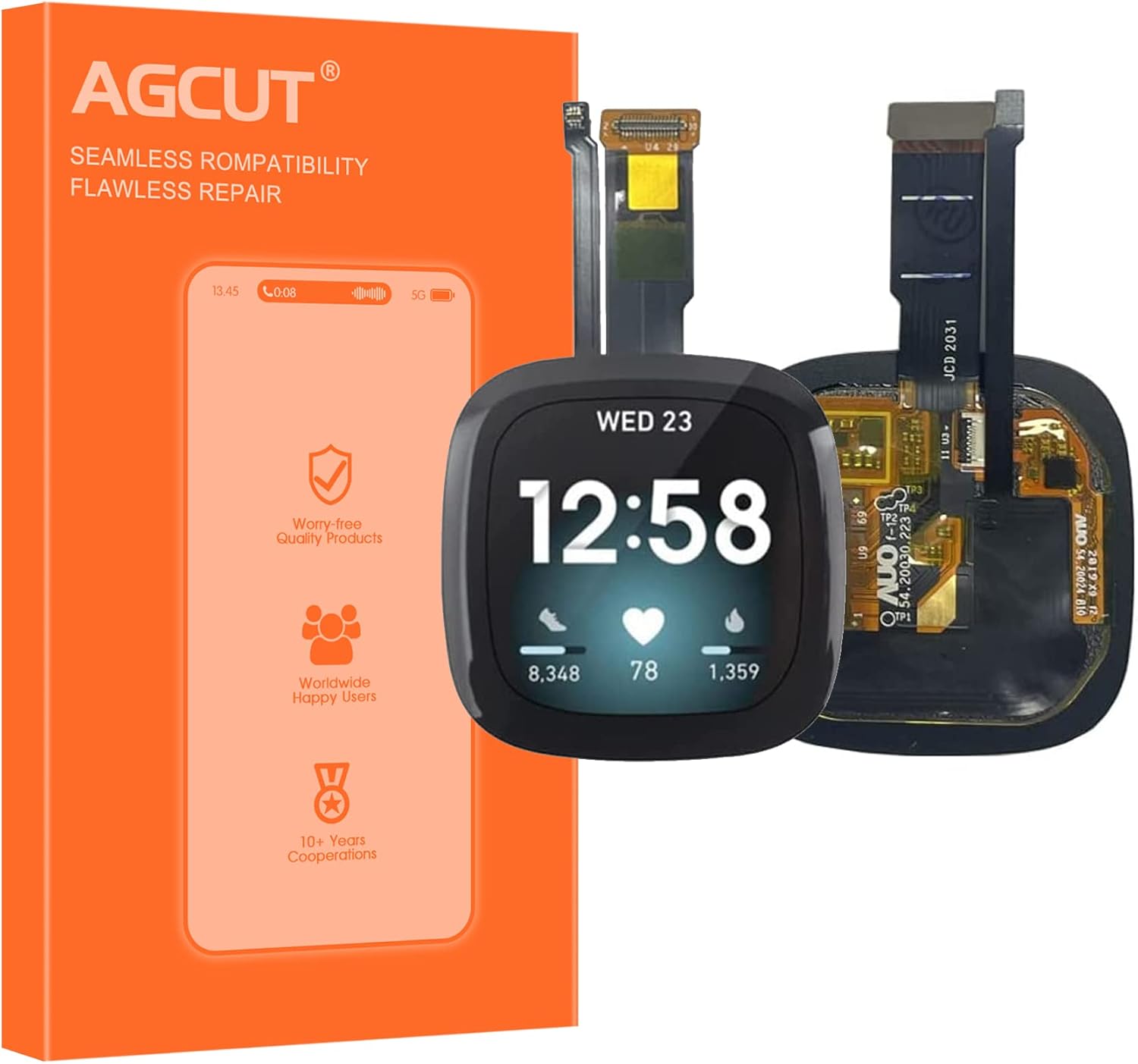 Amazon.com: AGCUT For Fitbit Sense Smart Watch Screen Replacement LCD ...