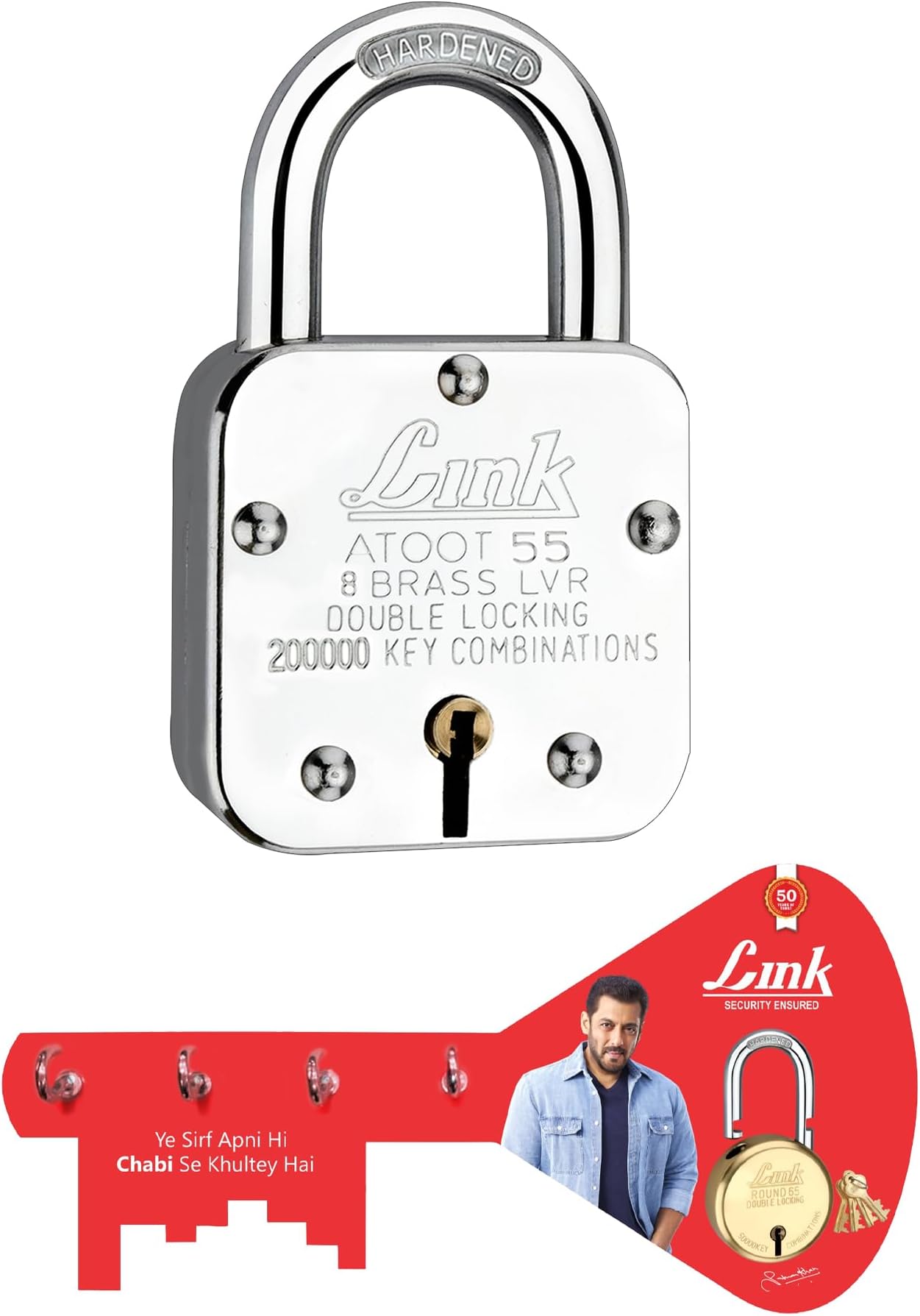 Link Square 65mm Diamond Cut Patented Design Padlock | 8 levers ...