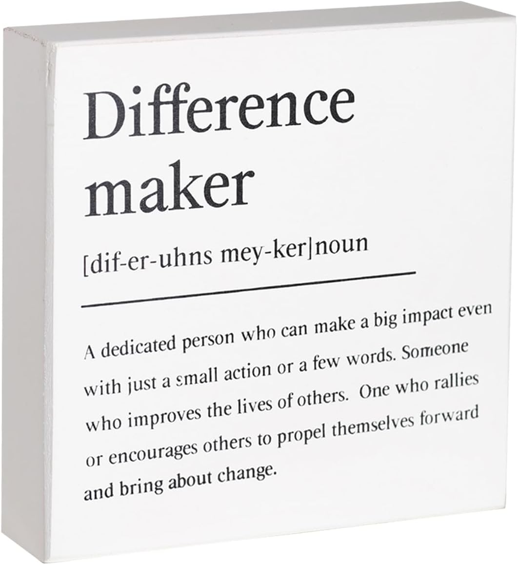 Amazon.com: Difference Maker Definition Wood Box Sign for Office Home ...