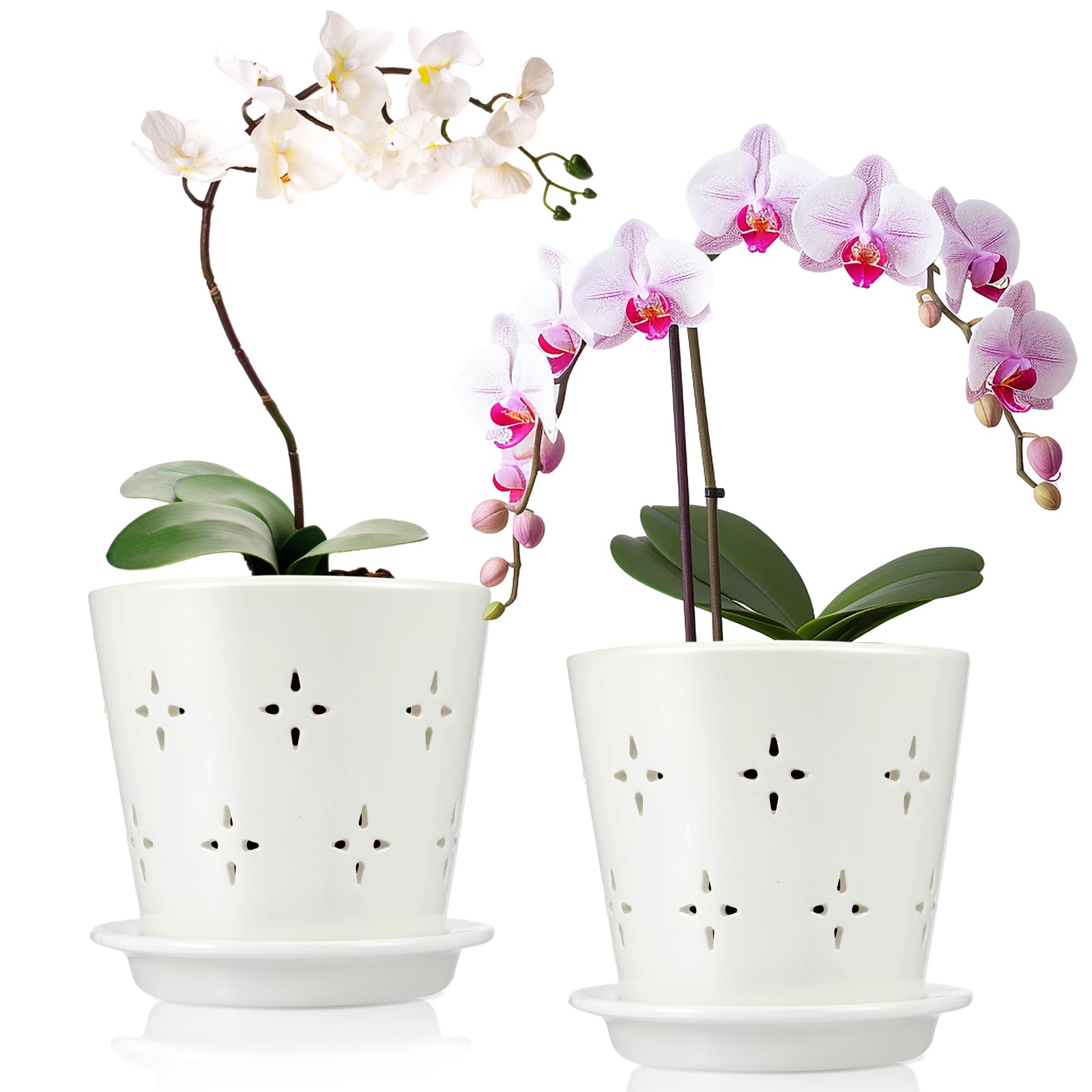 Snapklik.com : Suclain 2 Pcs 6 Inch Ceramic Orchid Pots