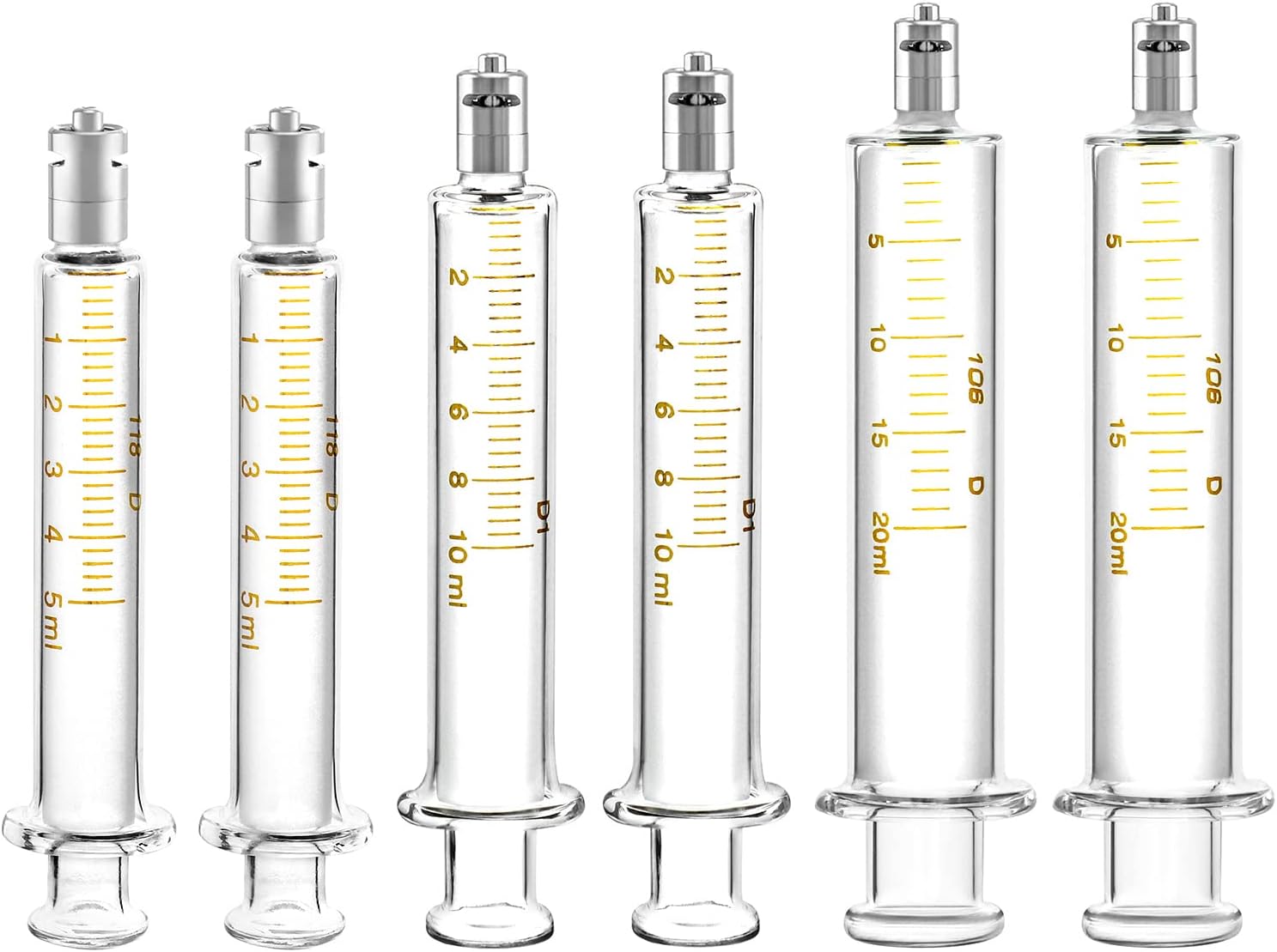 Amazon.com: TrelaCo 4 Pack 20ml Reusable Glass Syringe with No Needle ...