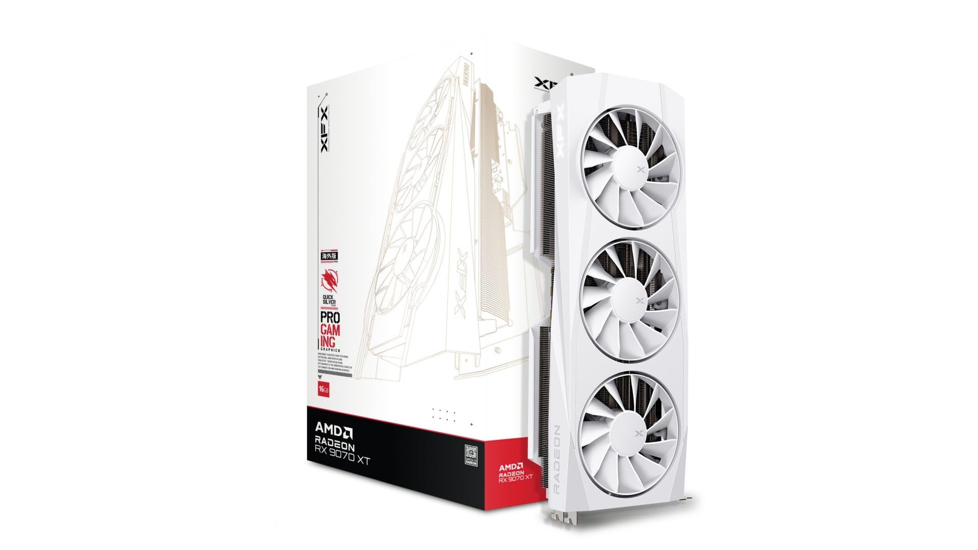 XFX Quicksilver AMD Radeon RX 9070XT White Gaming Edition with 16GB ...