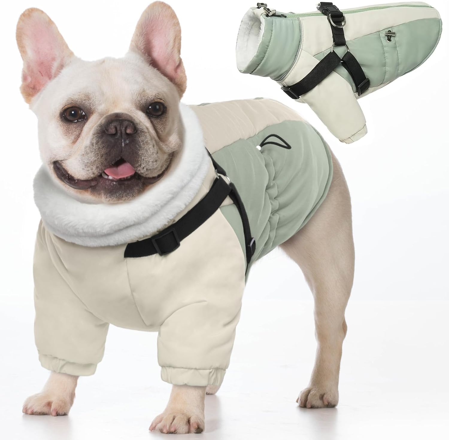 Amazon.com : QBLEEV Dog Winter Coat with Harness, Turtleneck Warm Dog ...