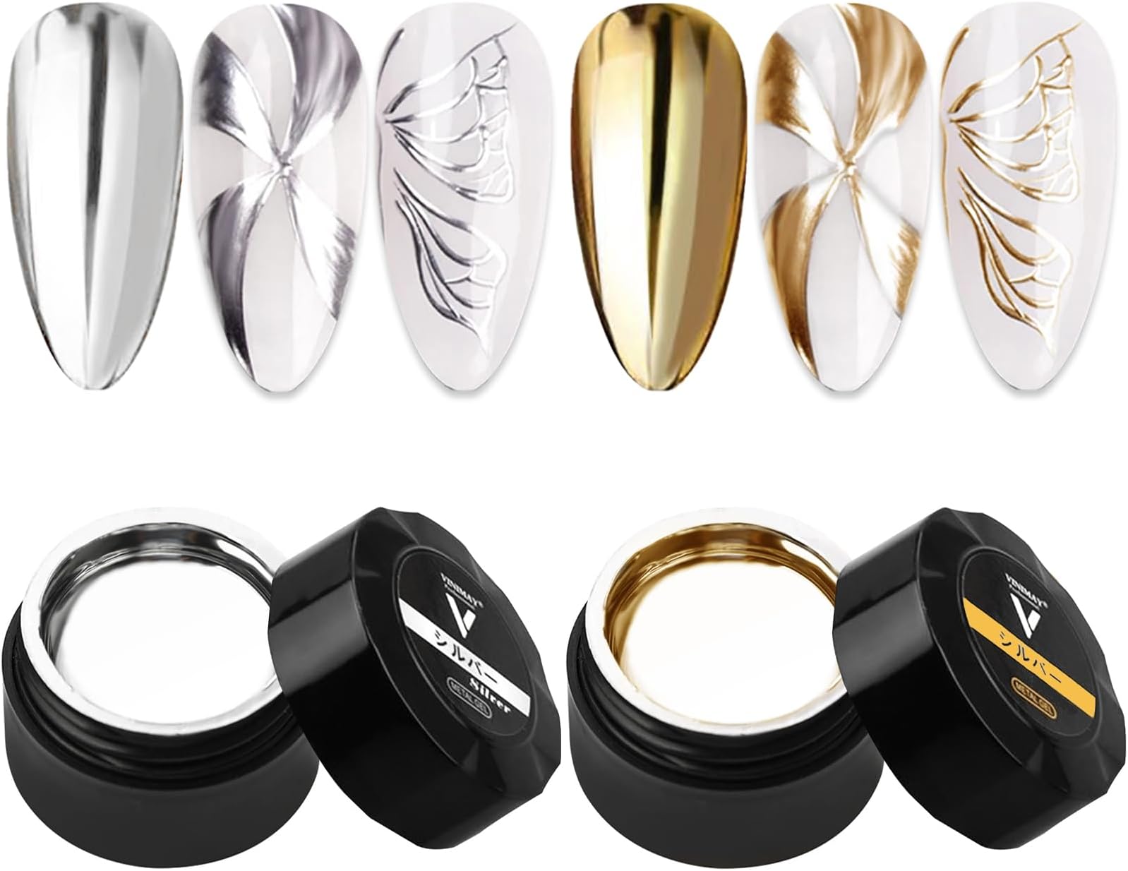 Amazon.com : NAILKISS 8ml Golden Metallic Painting Gel Polish 3D Mirror ...