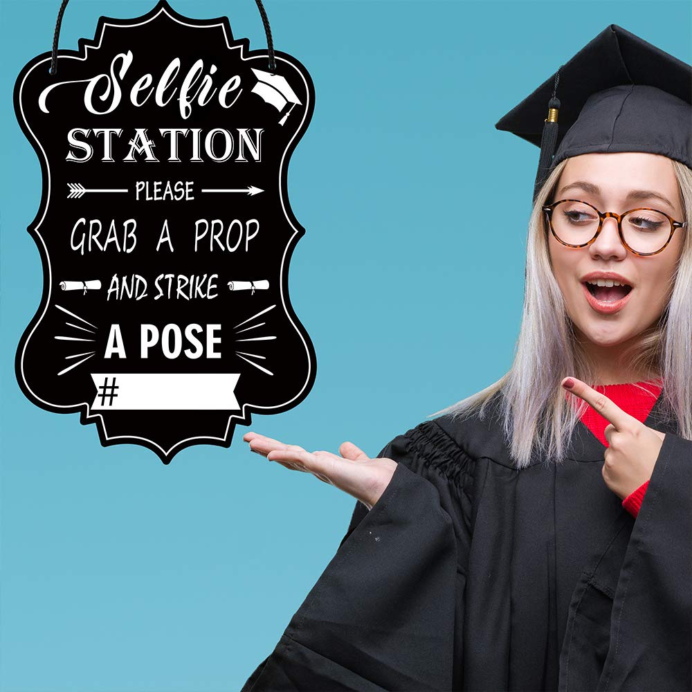 Graduation Party Photo Booth Props Kit Selfie Station Sign Wooden ...