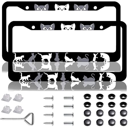 Amazon.com: CAT Chrome Metal Auto License Plate Frame Car Tag Holder ...