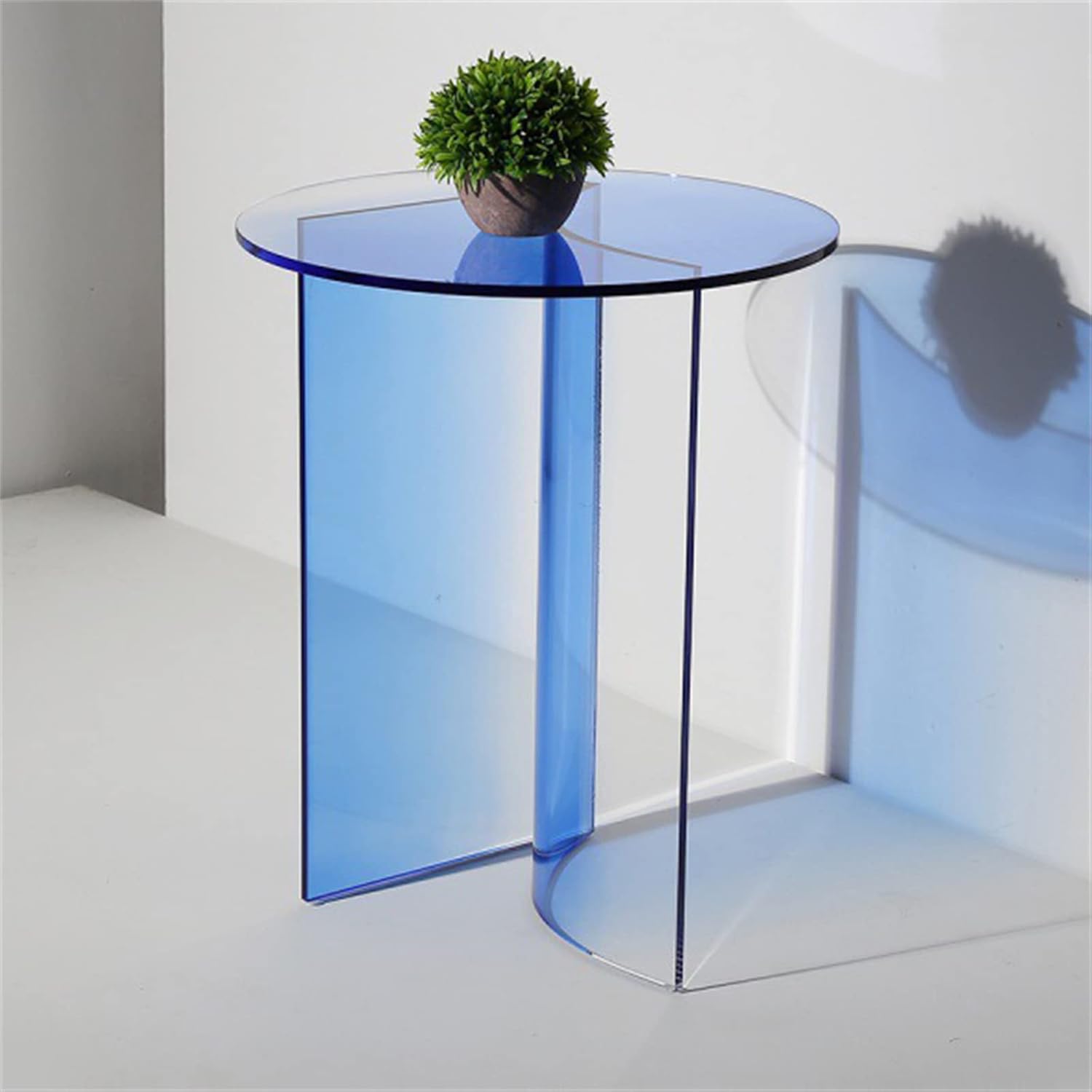 Amazon.com: Acrylic Side Table, Acrylic Gradient Blue Round Coffee ...