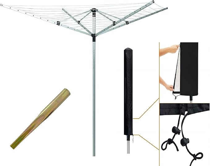 Ram® 4 Arm Rotary Washing Line Garden 45M Metres Folding Clothes ...